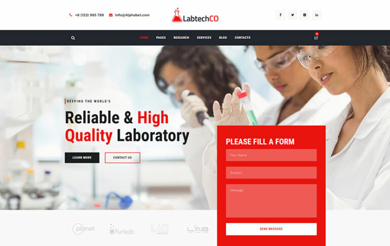 LabtechCO | Laboratory & Science Research HTML Template - PBM Infotech