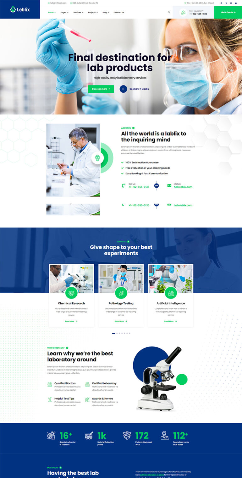 Leblix - Laboratory & Research HTML Template - PBM Infotech